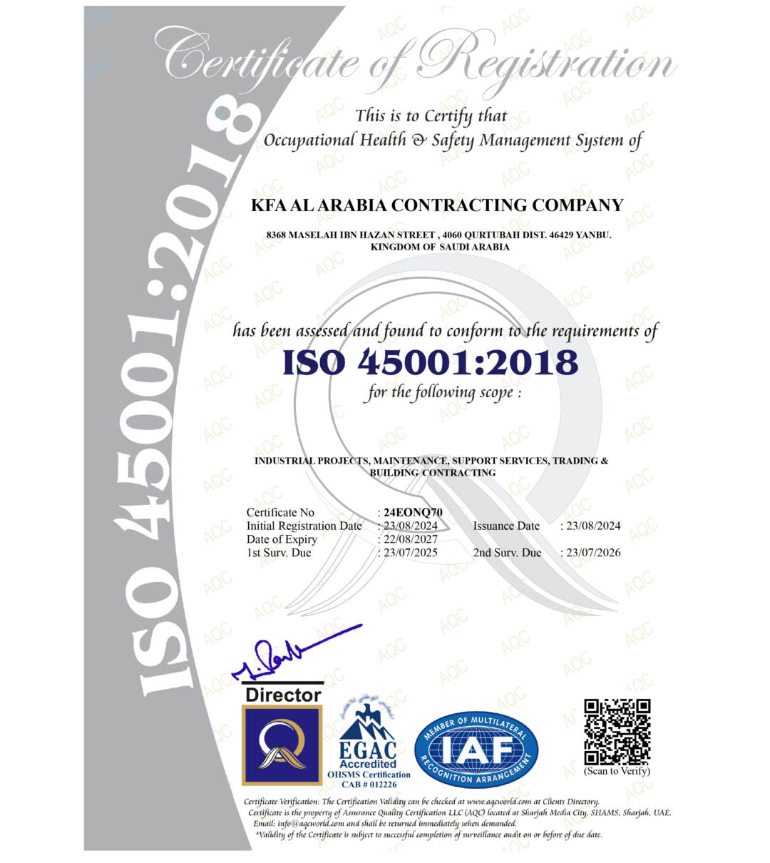KFA AL Arabia Contracting Company | About us