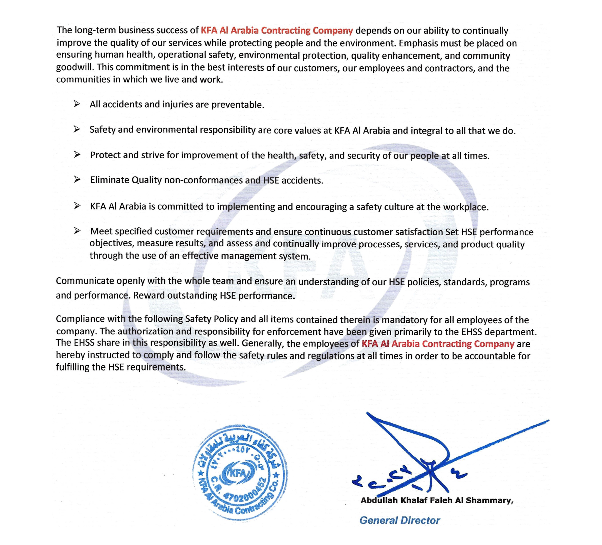 KFA AL Arabia Contracting Company | About us